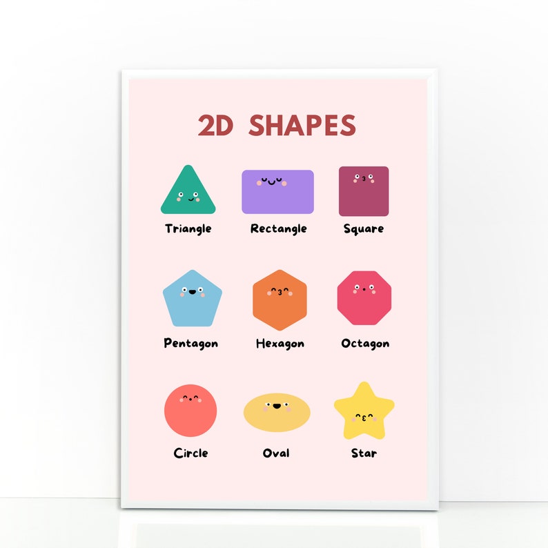 2D Shapes Poster, Classroom Decor, Educational Print, Montessori Poster ...