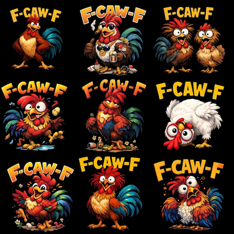 Chicken PNG Funny Chicken Meme Bundle F-CAW-F Rooster Cartoon Farm ...