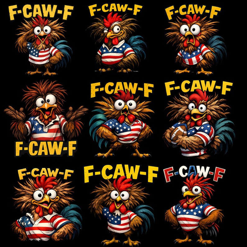 Chicken PNG Funny Chicken Meme Bundle F-CAW-F Rooster Cartoon Farm ...