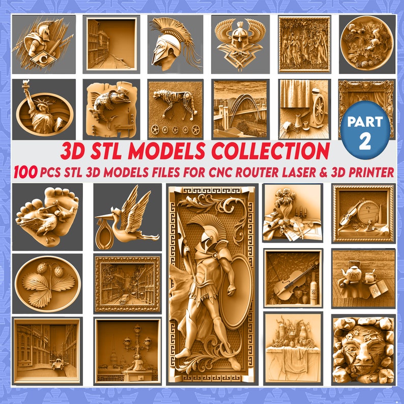 Parte 2: Collezione di modelli STL 3D da 100 pezzi - Etsy Italia