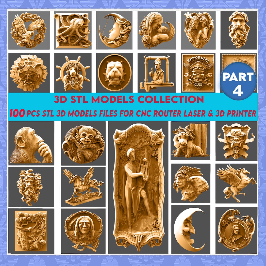 Part 4: 100 Pcs 3D STL Models Collectionwall Decorstl File - Etsy Canada