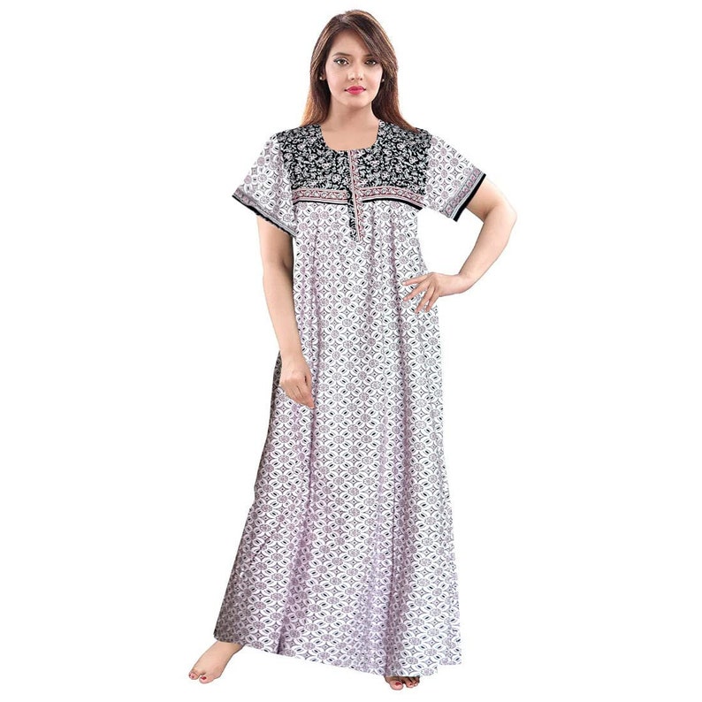 Pure Cotton Women's Ankle Length Maxi Nighty Soft Fabric Nightgown ...