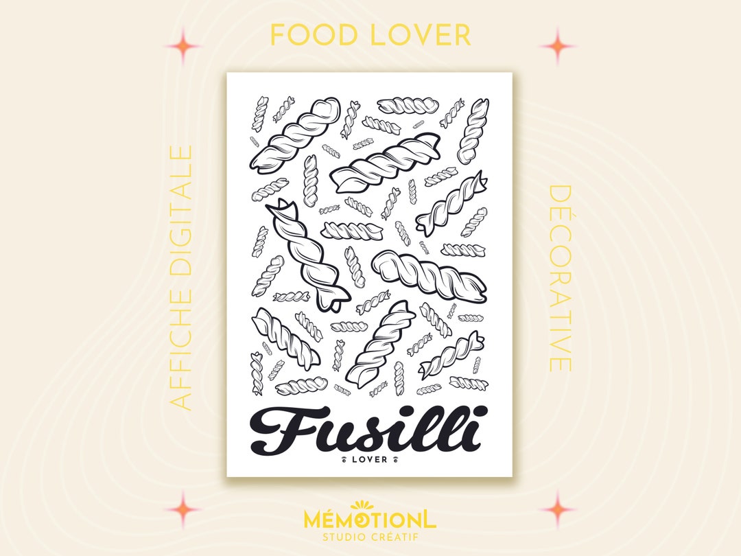 Kitchen Decor Poster Fusilli Lover Collection Italian Pasta Fusilli ...