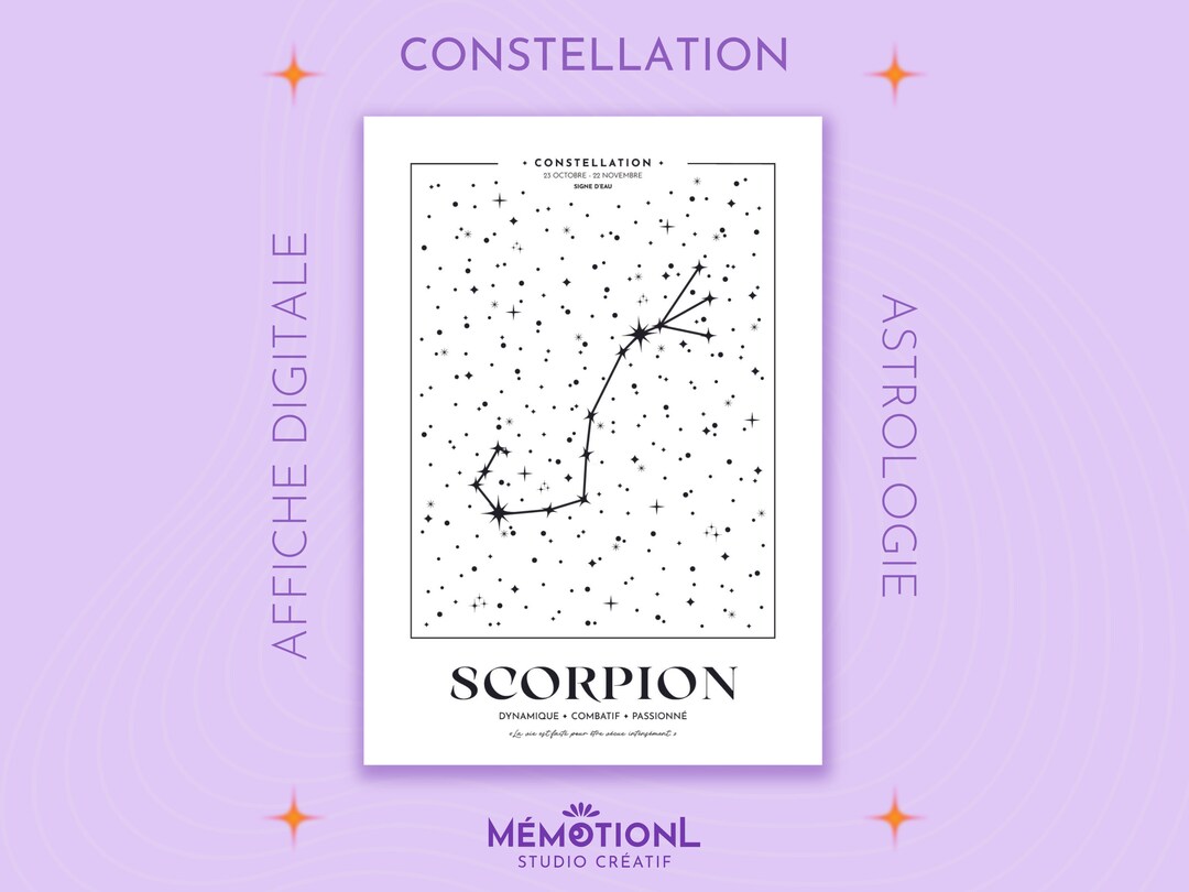 Scorpio Astro Sign Poster Constellation Collection Star Zodiac Sign ...