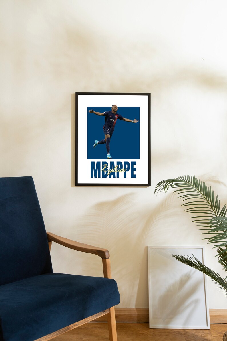 Kylian Mbappe Poster, Mbappe Digital Art, PSG Poster, Football Poster ...