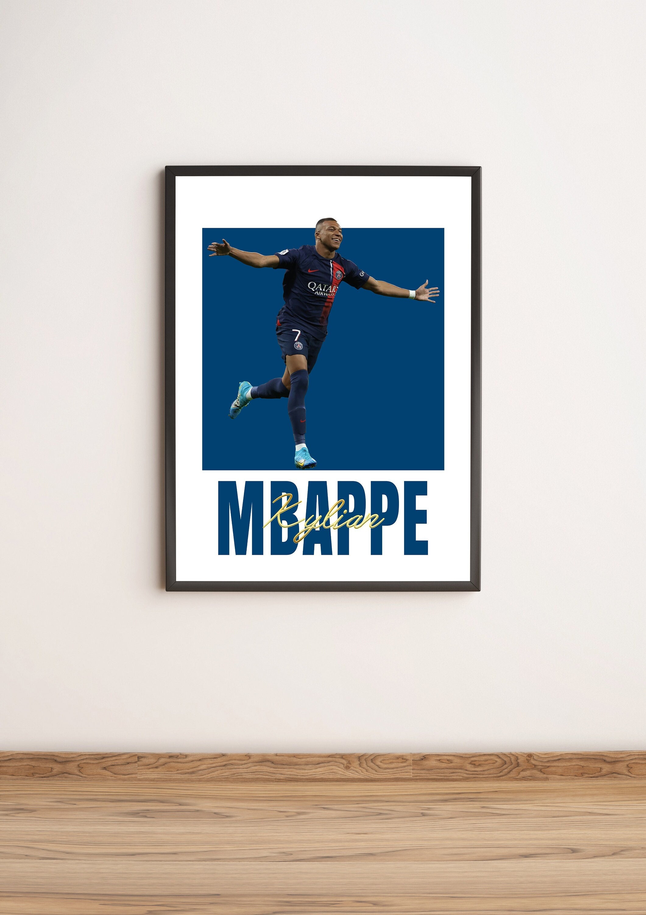 Kylian Mbappe Poster, Mbappe Digital Art, PSG Poster, Football Poster ...