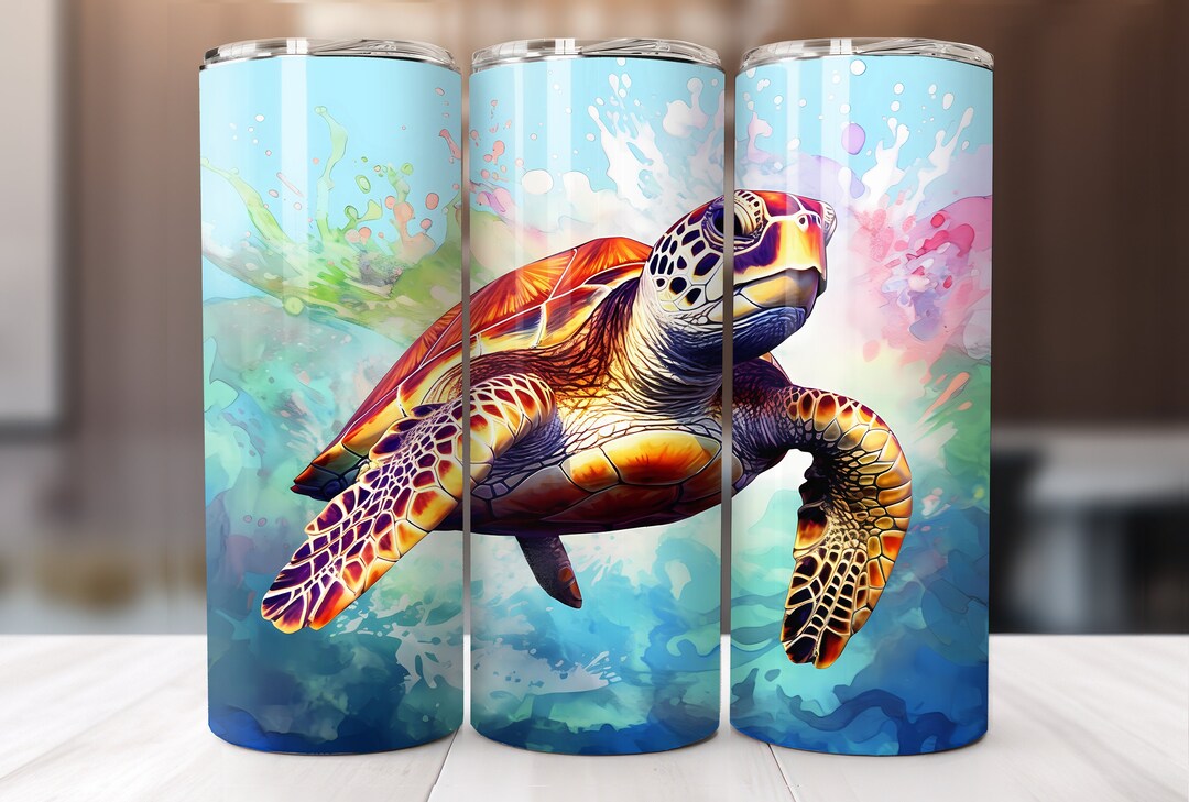 Sea Turtle Splash Art Tumbler Wrap Png 20oz Cute Sea Turtle - Etsy