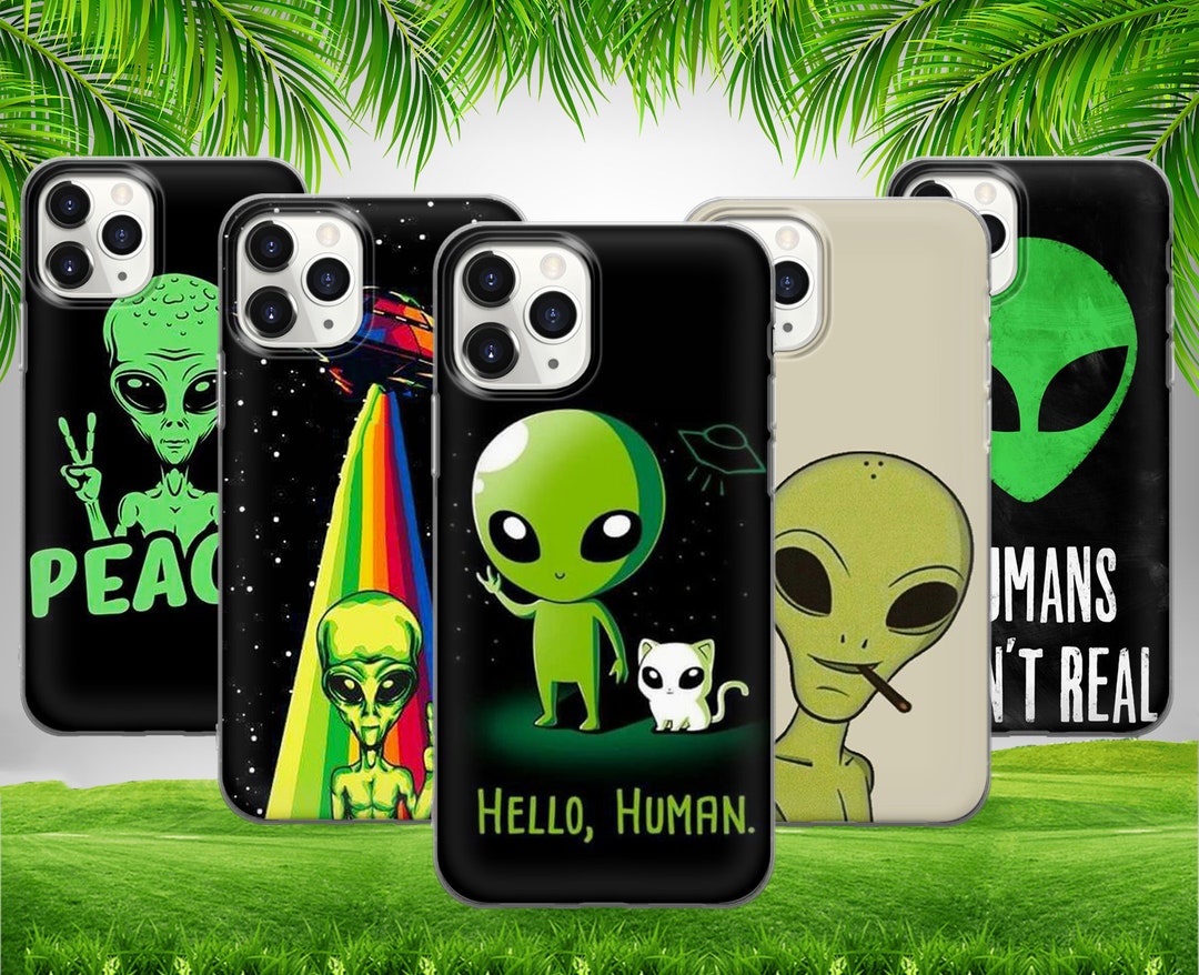 Alien Phone Case UFO Sci-fi Case for iPhone 16 15 14 13 12 11 X Samsung ...
