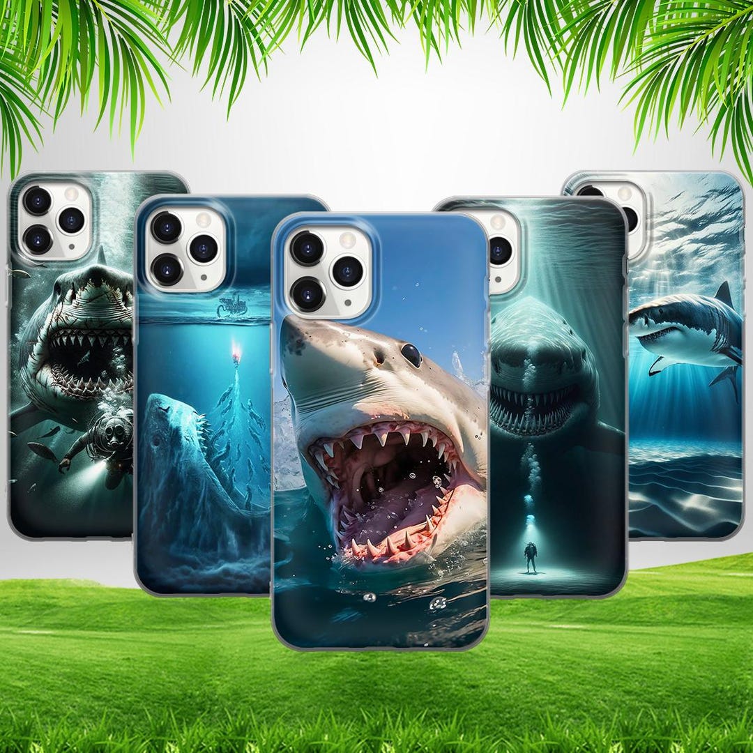 Killer Great White Shark Phone Case for iPhone 16 15 14 13 12 11 X ...