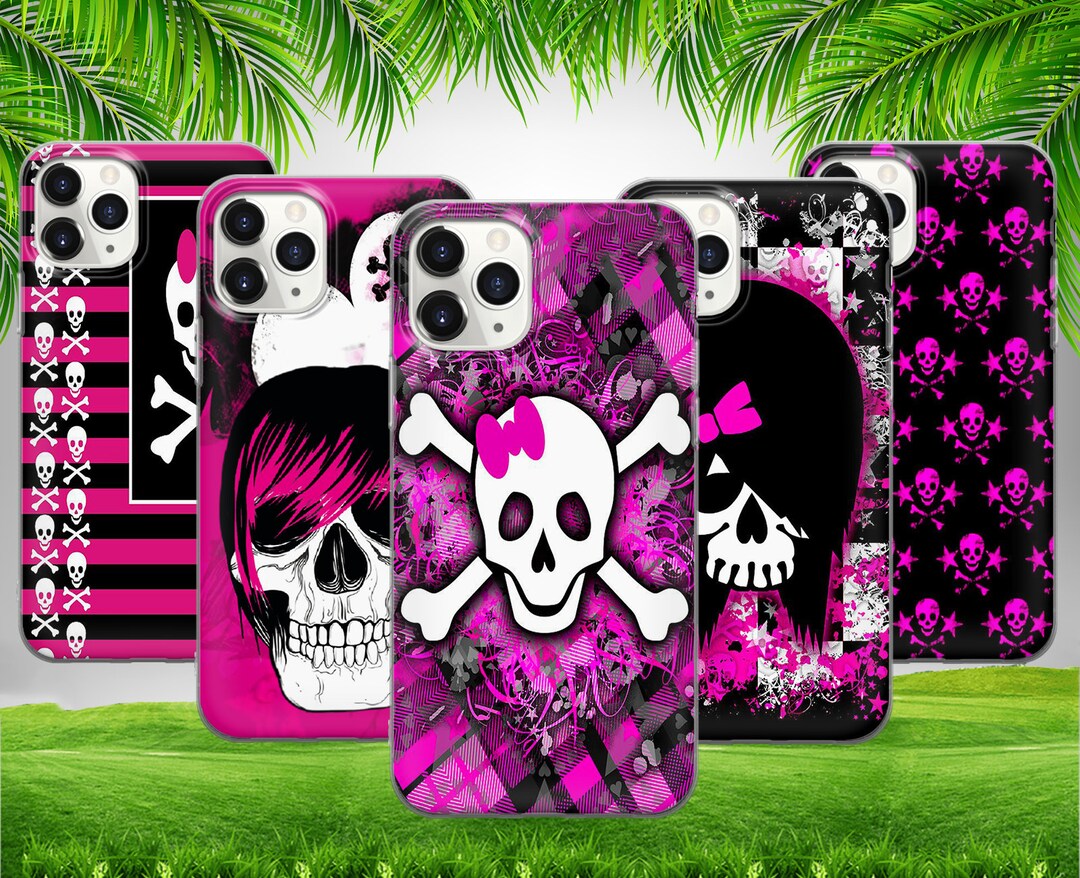 Emo Skull Phone Case Gothic Skeleton Case for iPhone 16 15 14 13 12 11 ...