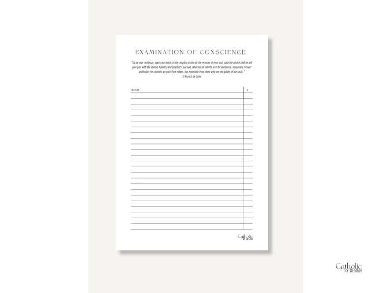 Examination of Conscience Printable With Catholic Quote From St Francis ...