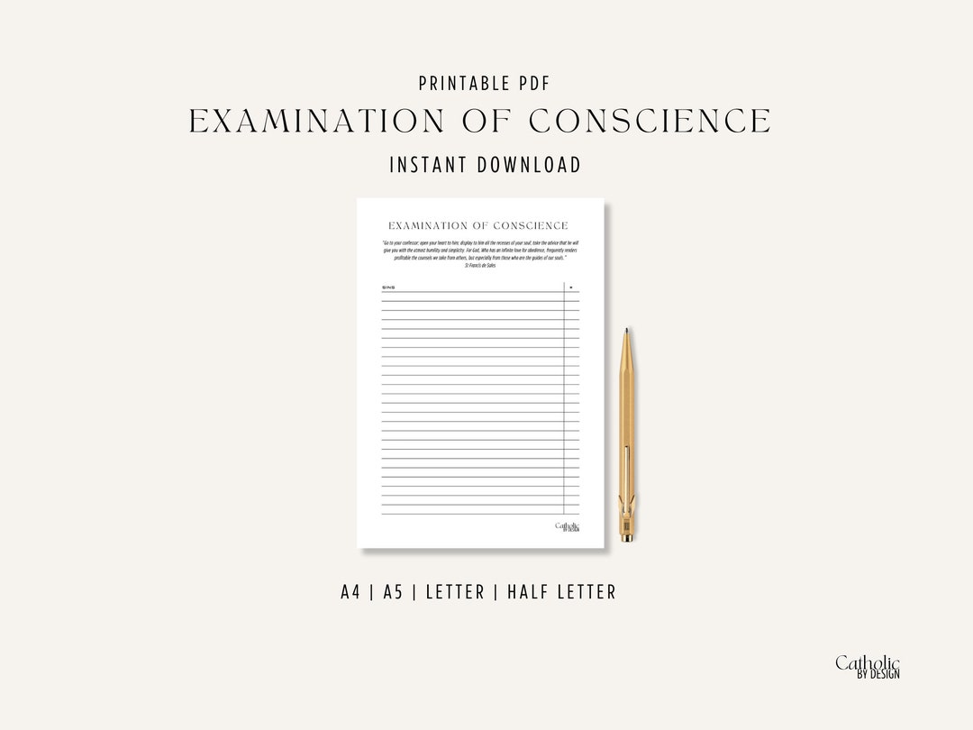 Examination of Conscience Printable With Catholic Quote From St Francis ...