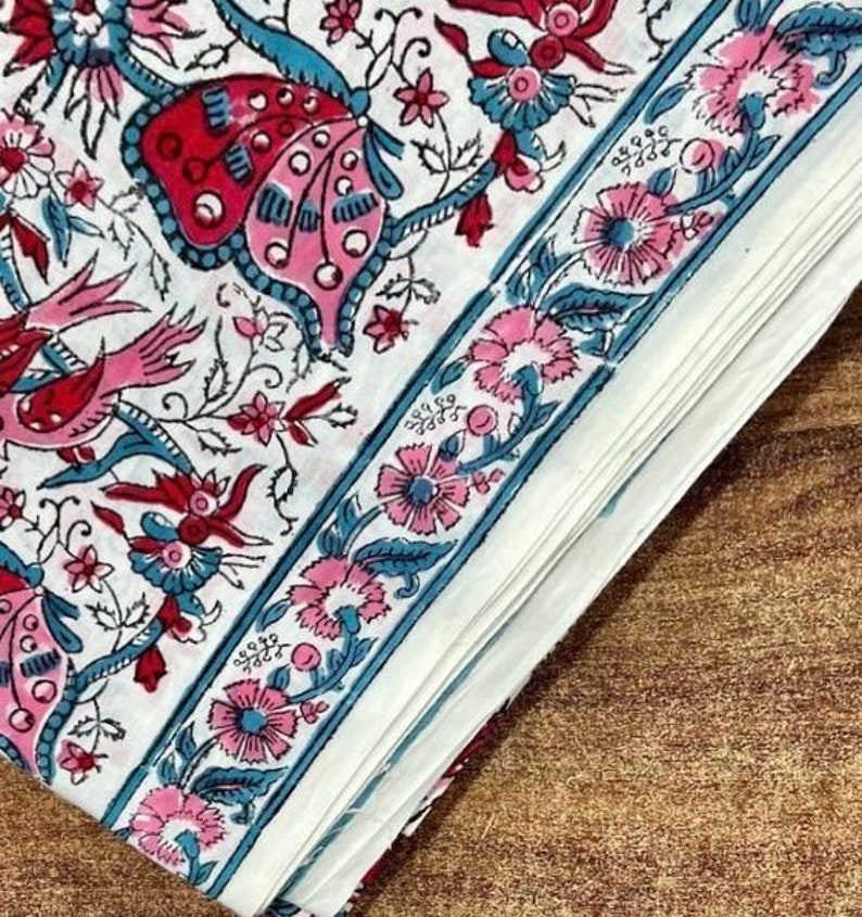 Jaipuri Hand Block Kalamkari Print Cotton Unstitched Fabric ...