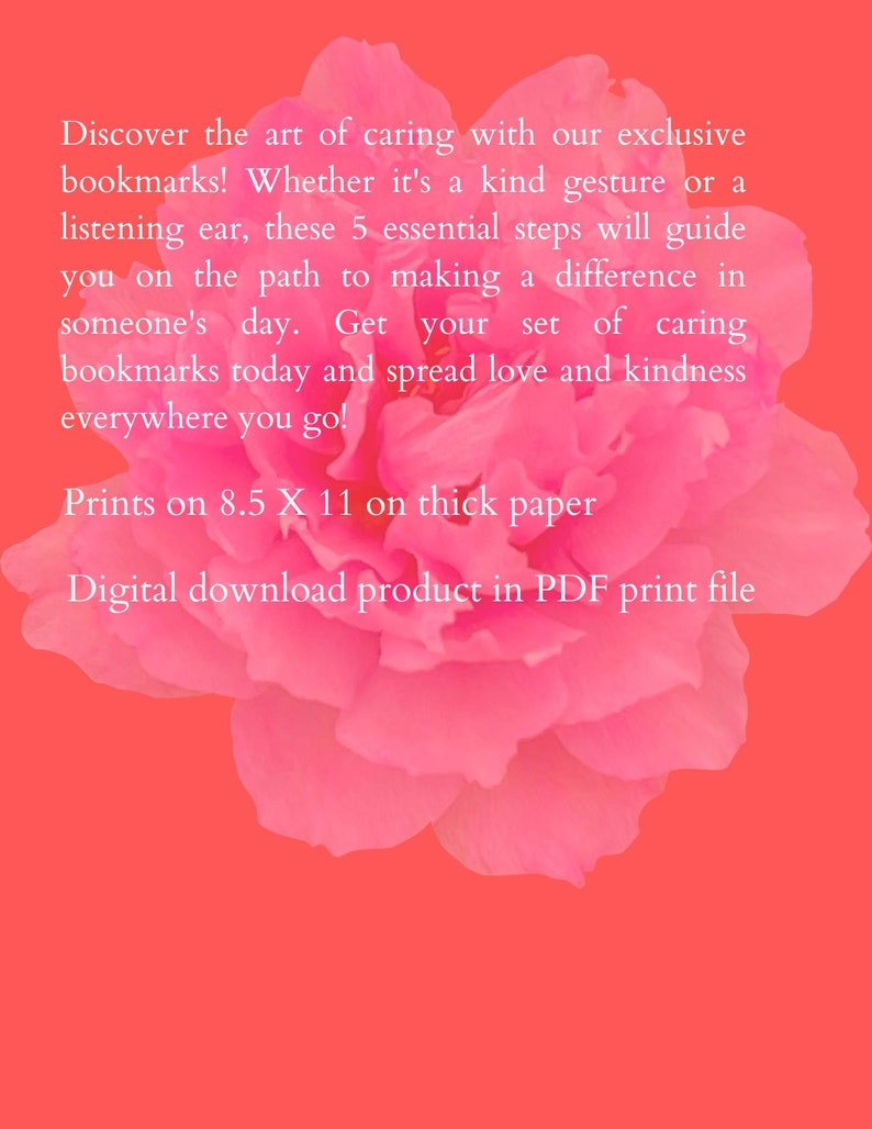 Inspirational Bookmark Digital: Gift for Kindness Advocates, Floral ...