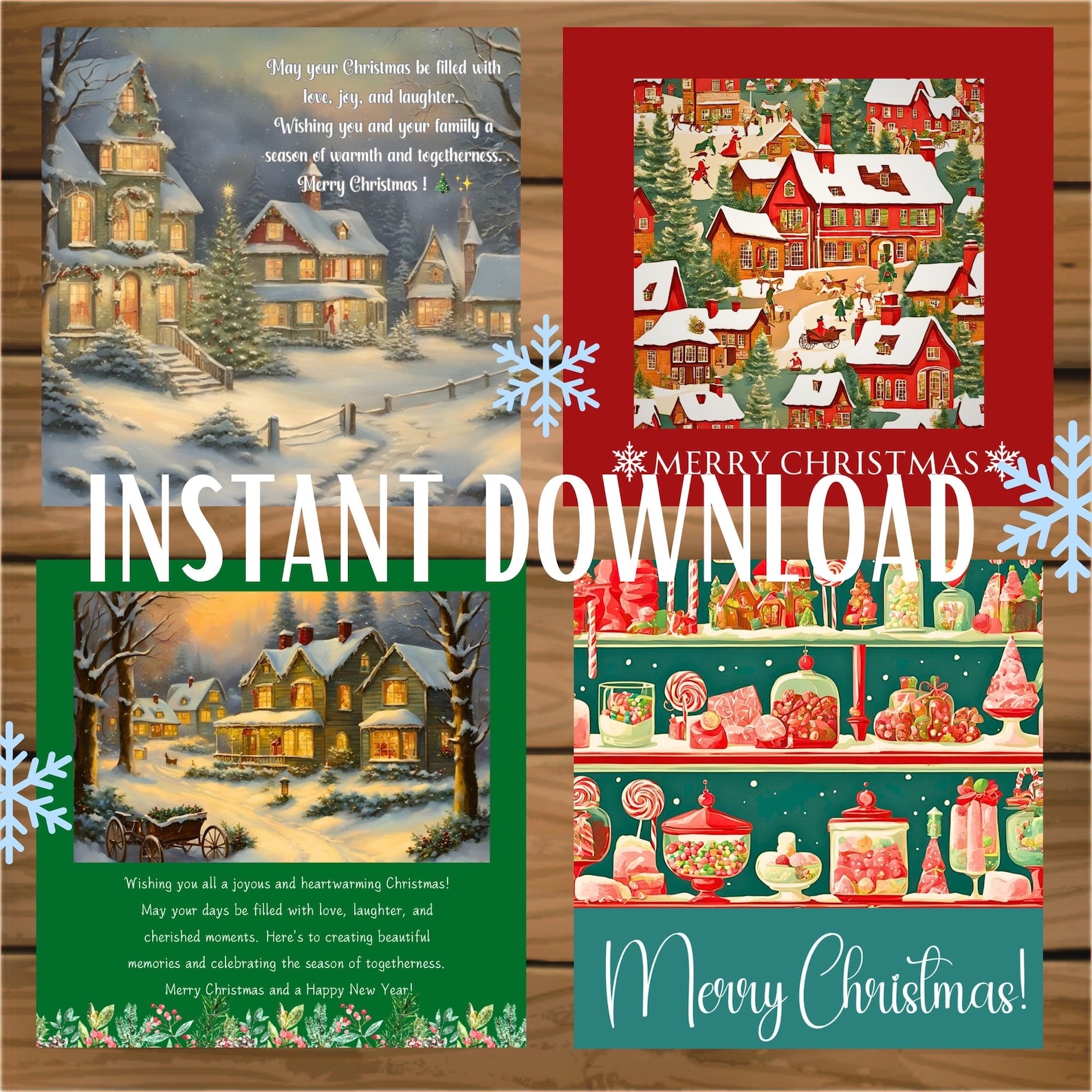DIGITAL Christmas Cards - Printable Vintage Christmas Cards Download ...