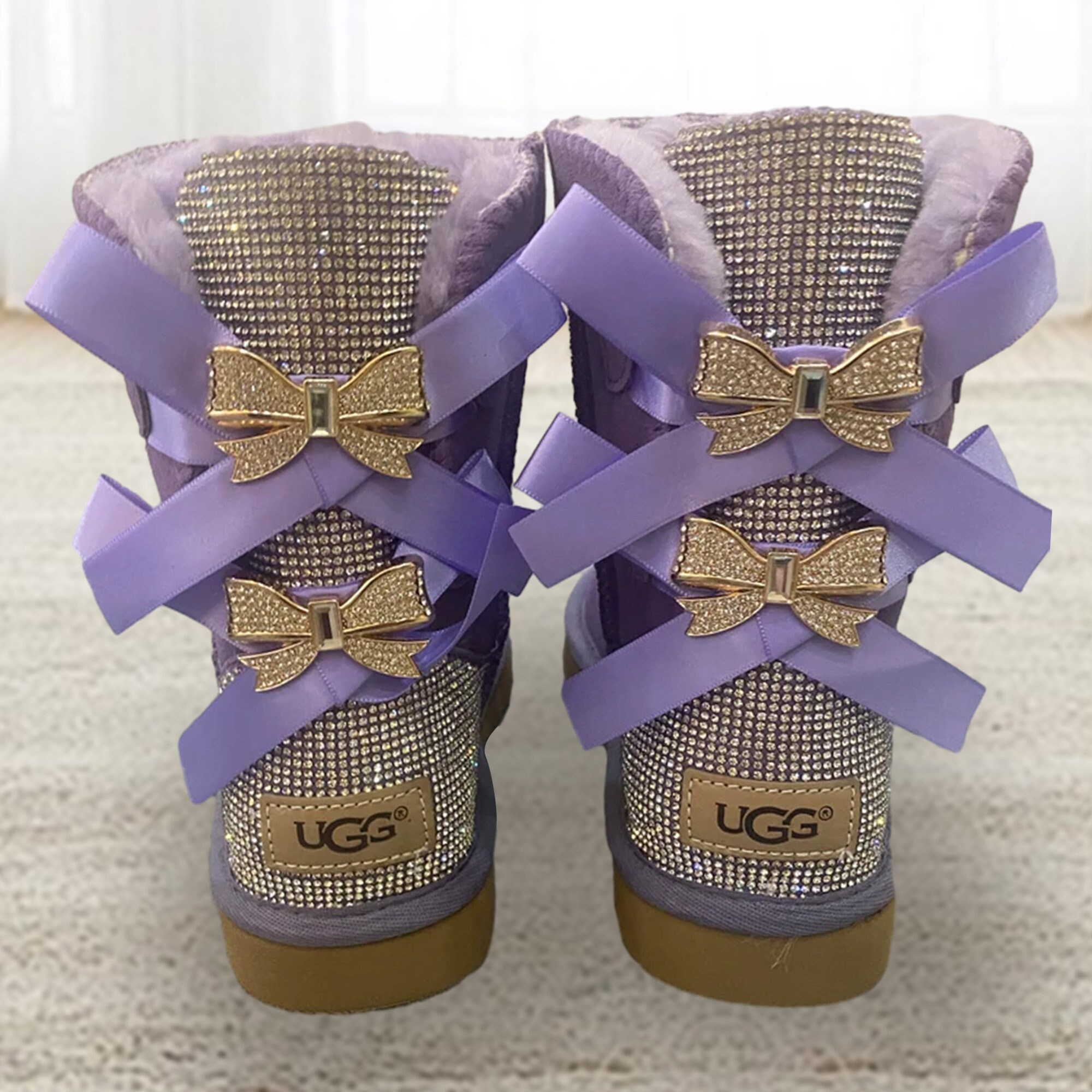 BADAZZLED Custom UGGS DIAMOND Diamented Boots Bling Wool Bow - Etsy