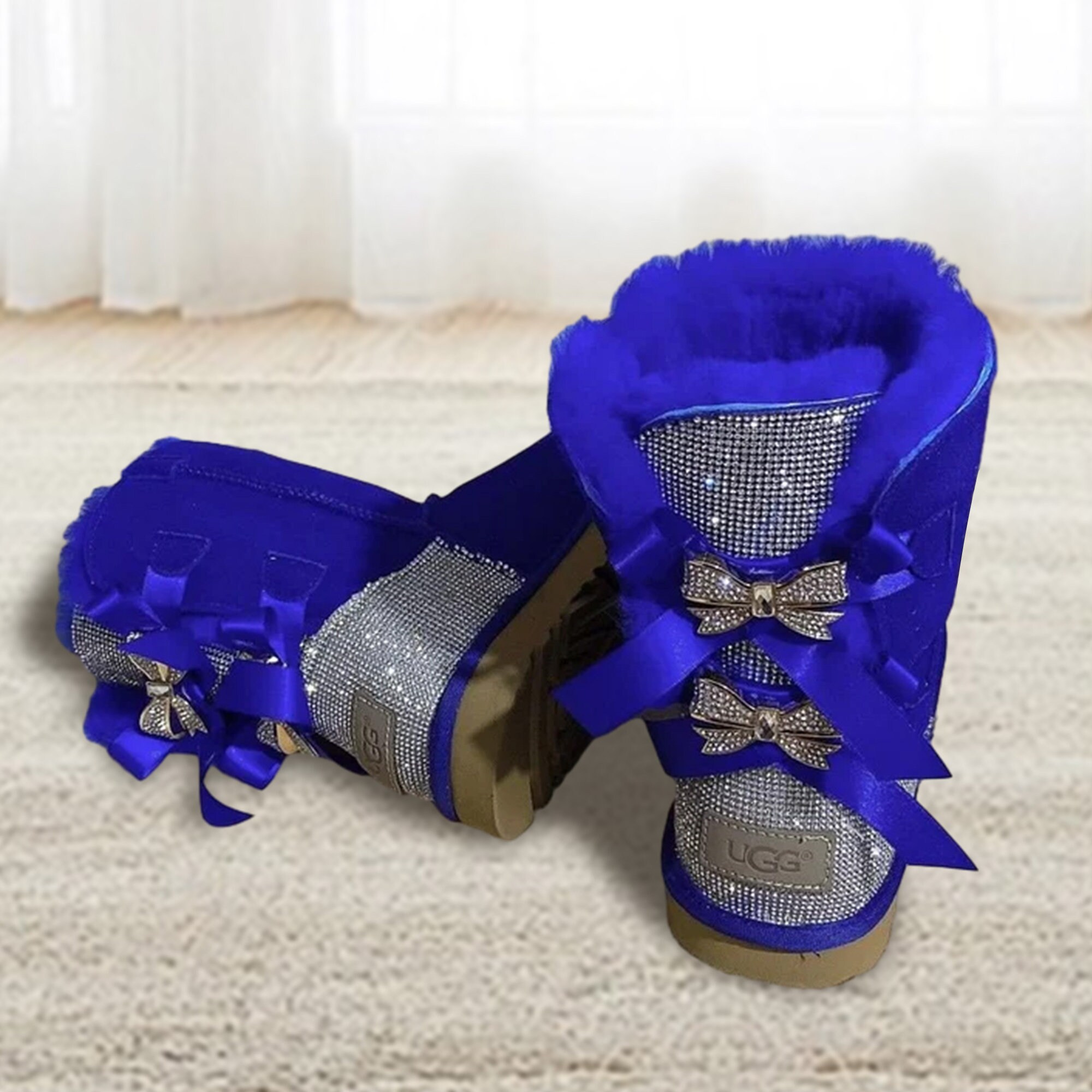 BADAZZLED Custom UGGS DIAMOND Diamented Boots Bling Wool Bow - Etsy
