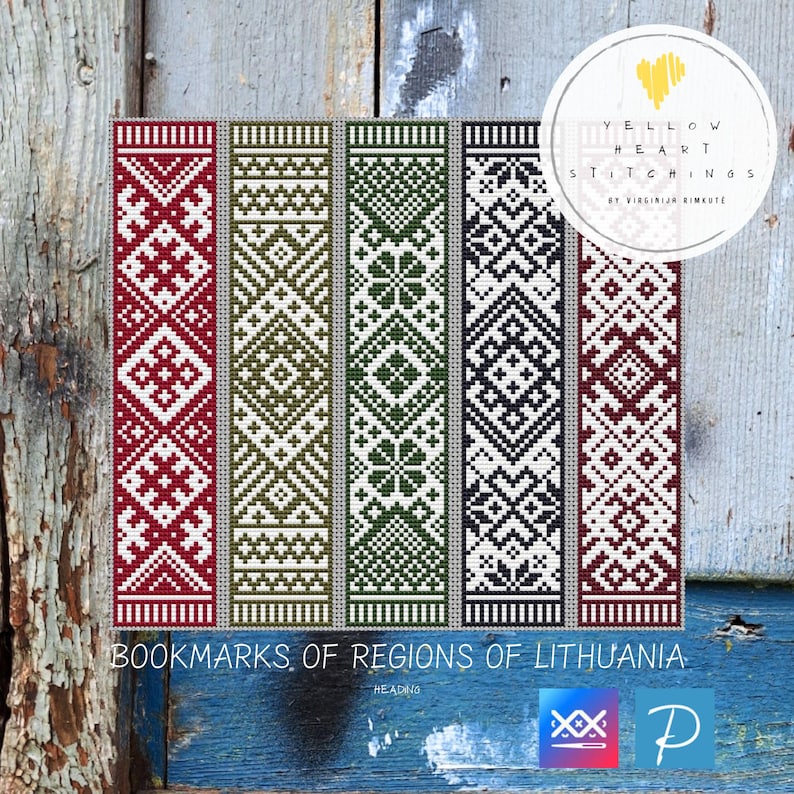 Lithuanian Ethno Bookmarks SKIRTUKAI Cross Stitch Pattern Chart Saga ...