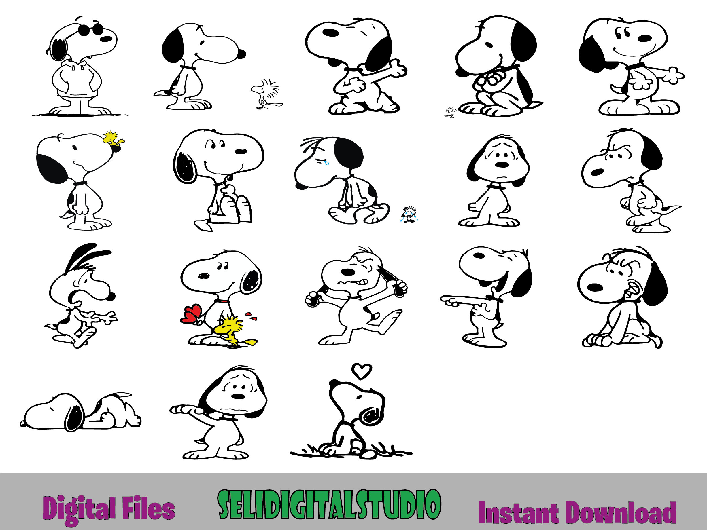 Snoopy Svg Bundle, Snoopy Stickers, Snoopy Vector, Peanuts Svg, Fashion SVG, PNG, Printing ...