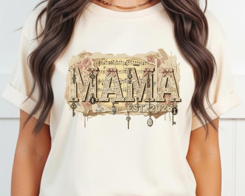 M24-2 New Mom Mama Est 2026 PNG SVG Bundle Coquette Bows Pink Floral ...