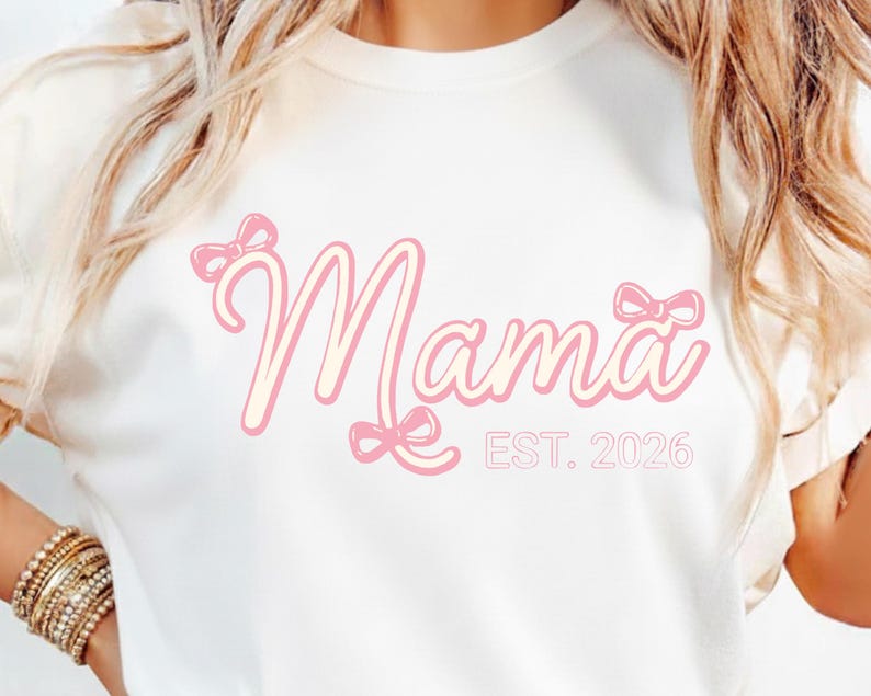 M24-2 New Mom Mama Est 2026 PNG SVG Bundle Coquette Bows Pink Floral ...