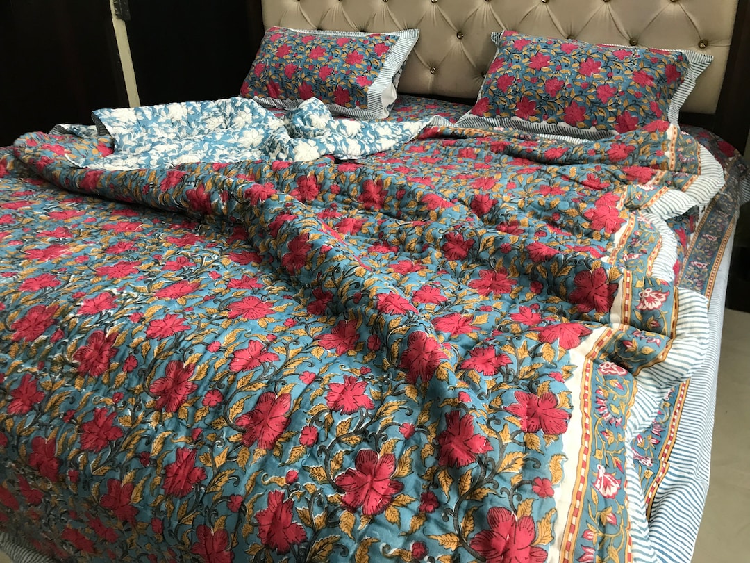 Cottagecore Cotton Bedding Set | Cotton Quilt, Flat Bed Sheet and ...