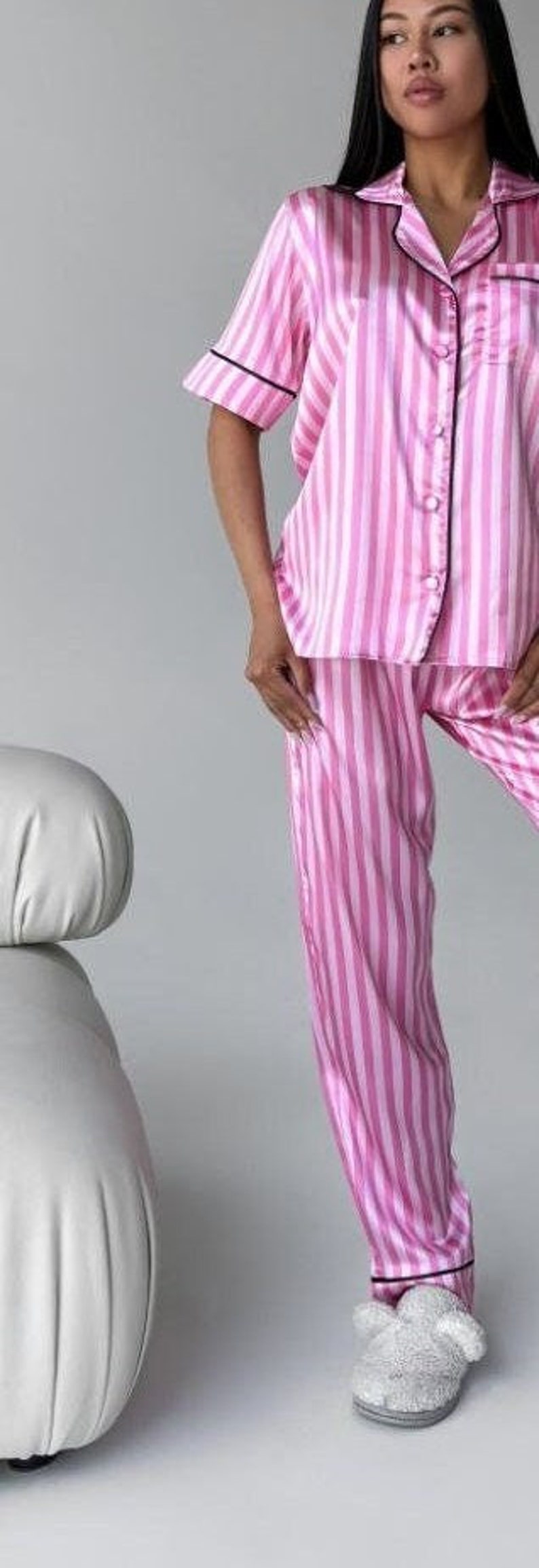 Pink Silk Pyjamas, Silk Pajamas for Women, Satin Pajama Set, Satin Long ...