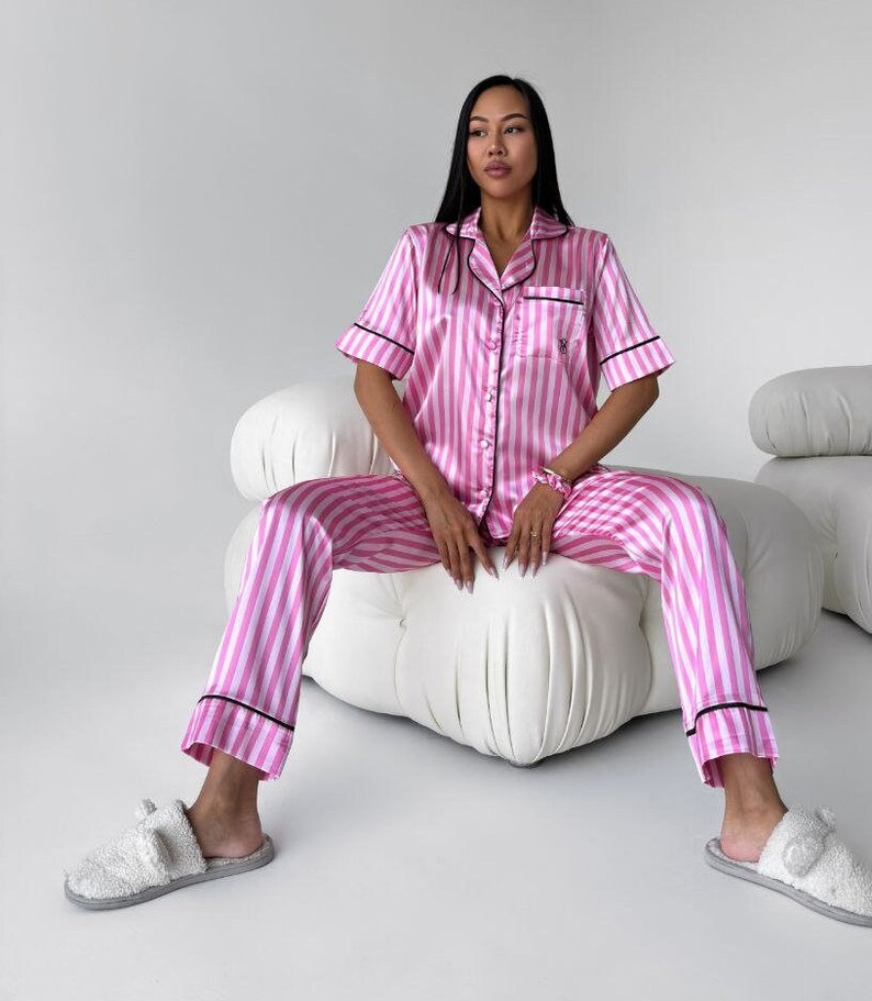 Pink Silk Pyjamas, Silk Pajamas for Women, Satin Pajama Set, Satin Long ...