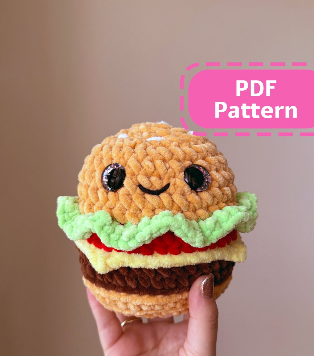 Barry the Burger No-sew PDF Printable Amigurumi Pattern - Etsy