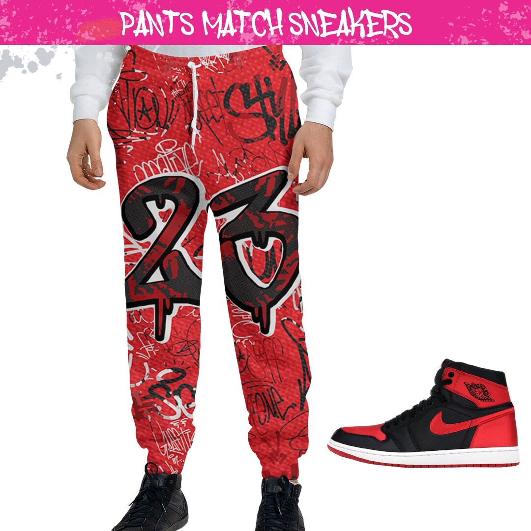 23 Hiphop 3D Graffiti Pattern Unisex 3D Pants Match AJ 1 Bred - Etsy