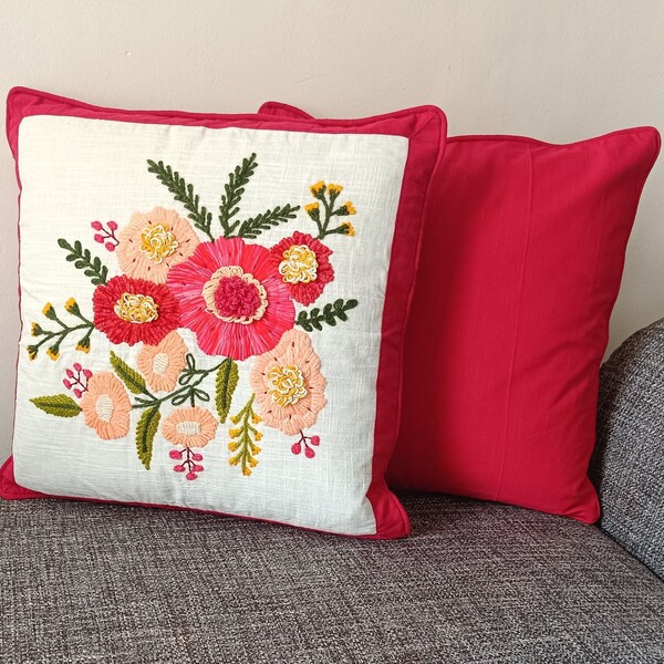 Embroidered Cushion - Etsy