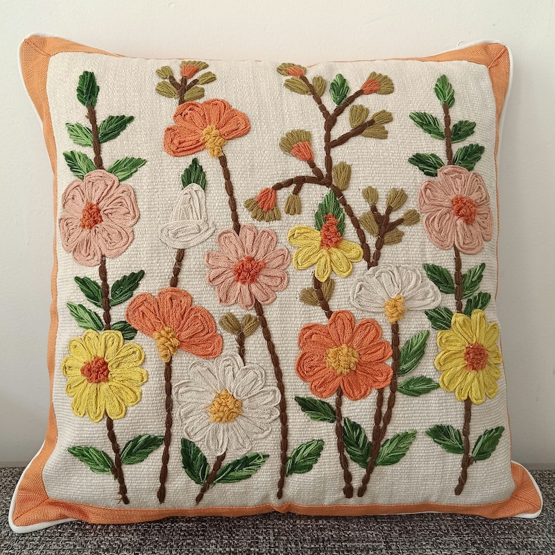Embroidered Cushion - Etsy