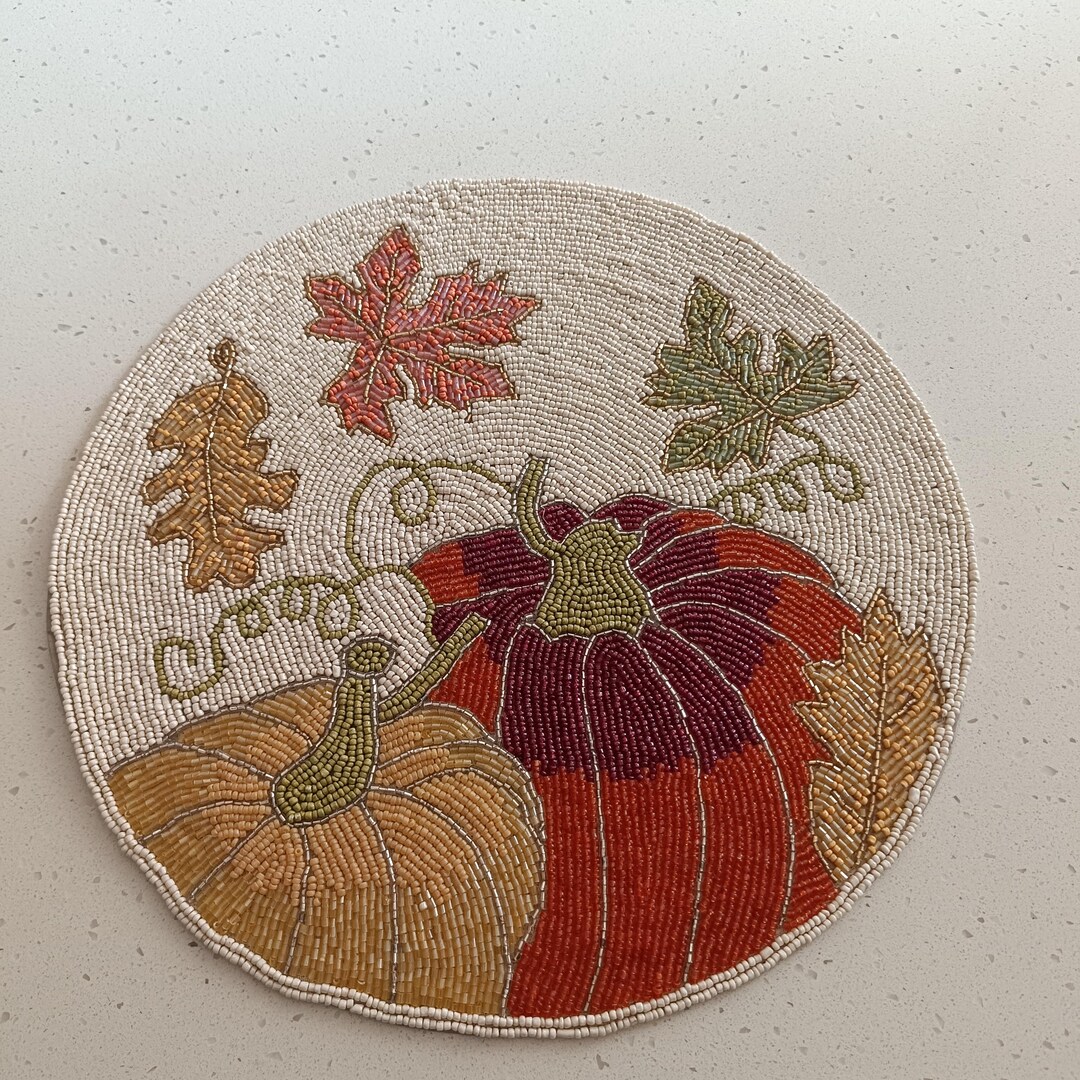 Beaded Handmade Round Table Mat, Multicoloured Luxury Beaded Mat ...