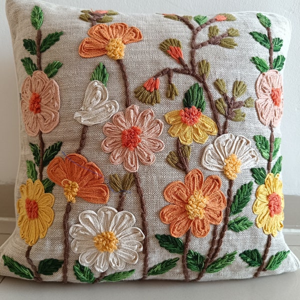 Embroidered Cushion - Etsy