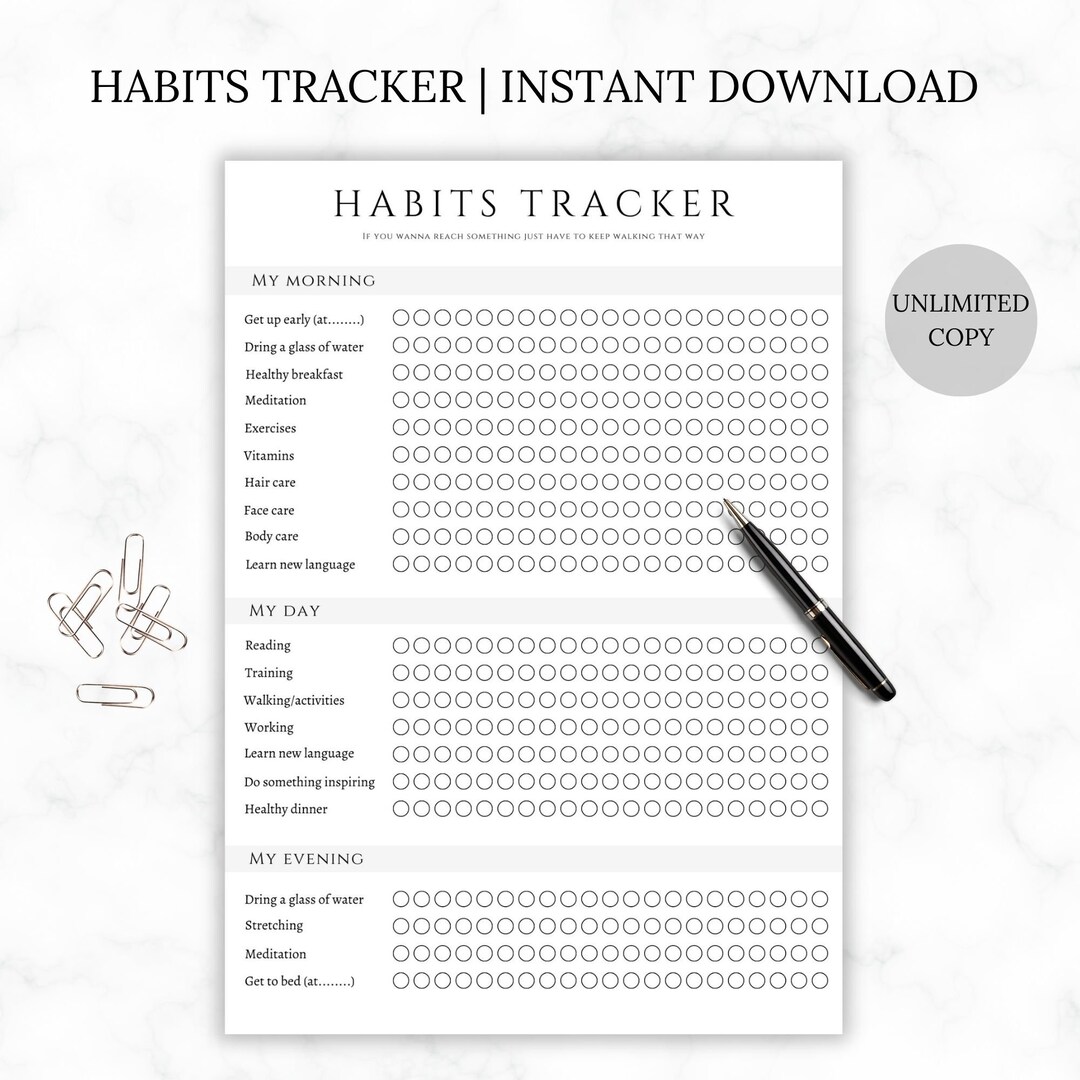 21 Days Habit Challange Printable, Habit Tracker Template, Routine ...