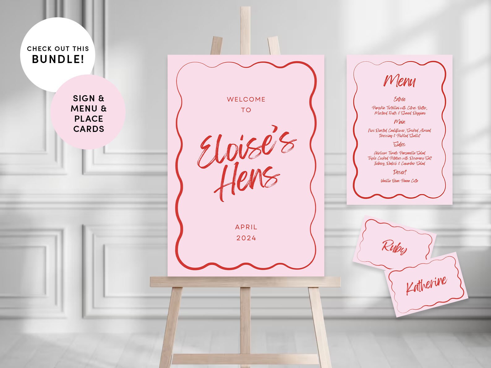 Welcome Sign Design Editable Template, Wavy Calligraphy, Squiggle, Red ...