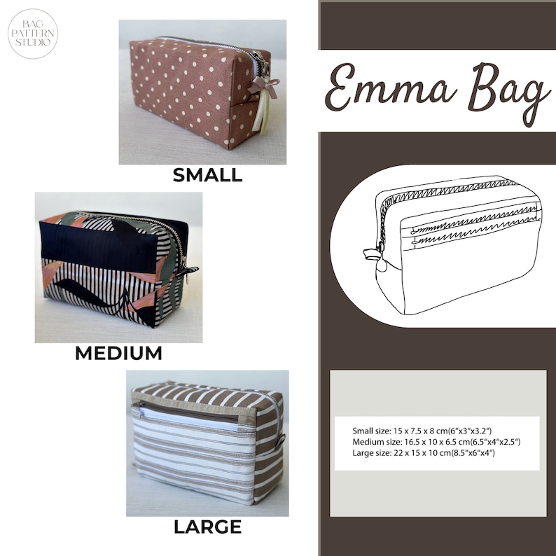 Make up Bag PDF Sewing Pattern, Cosmetic Bag Pattern, Pencil Case ...