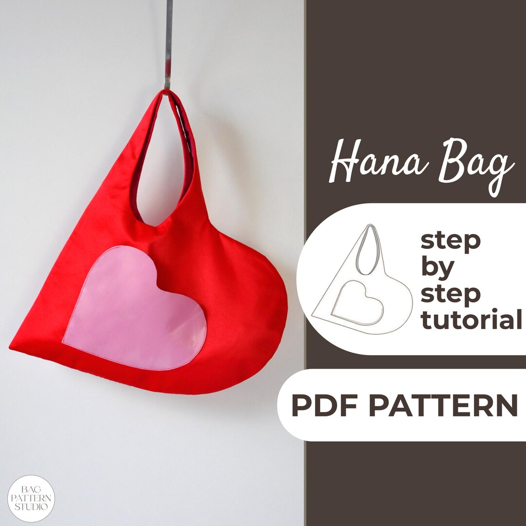 Heart Tote Bag Sewing Pattern | Shoulder Bag | Shopping Bag | Pattern ...