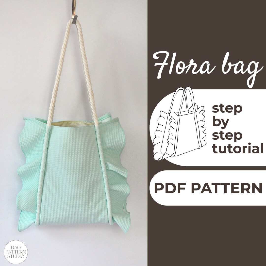 Ruffle Tote Bag Sewing Pattern | Women Shoulder Bag Pattern | Pattern ...