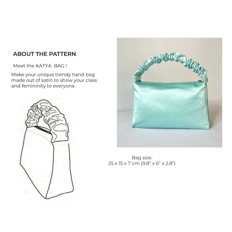 Stiff Handbag Sewing Pattern, Small Bag Sewing Pattern, Satin Pouch Bag ...