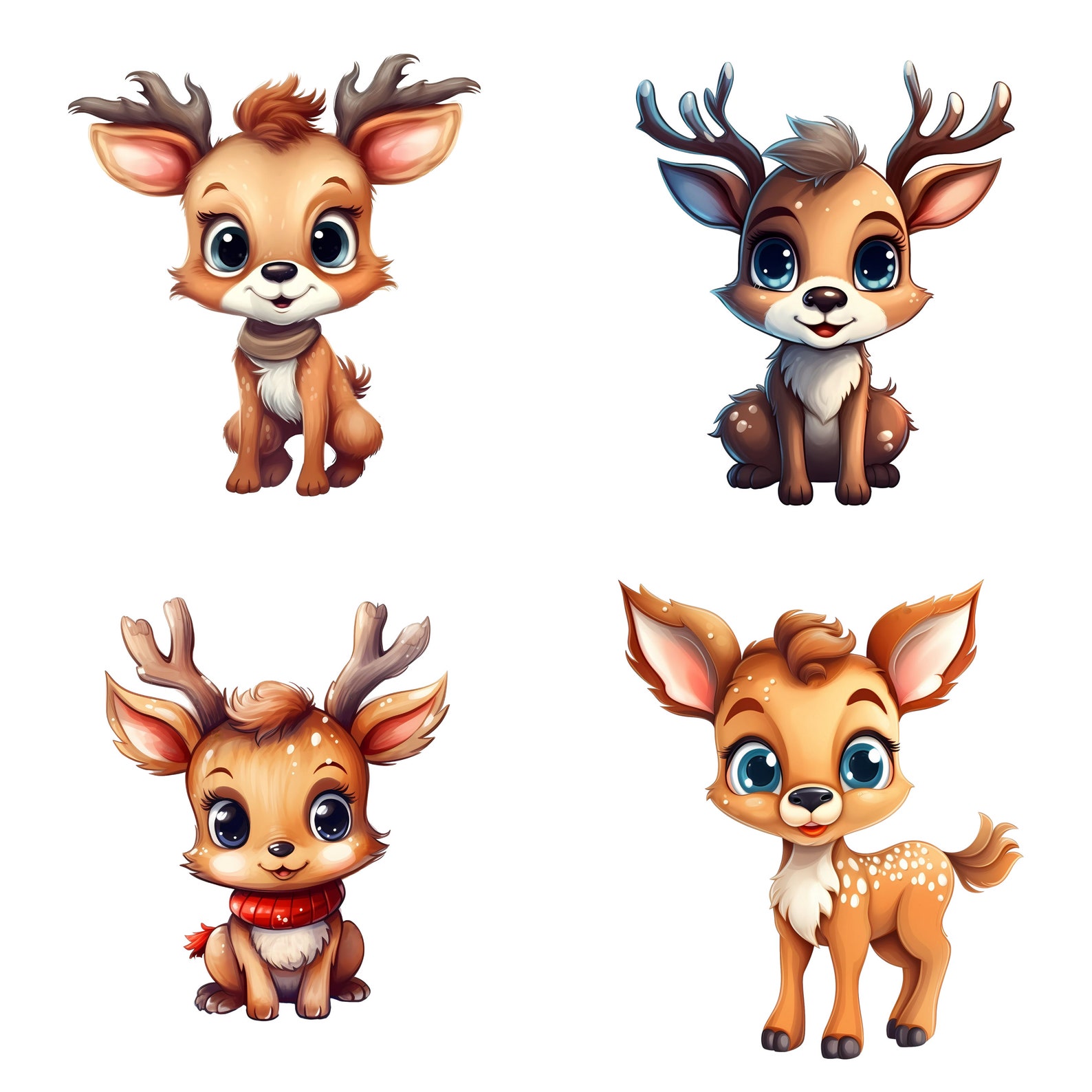 Christmas Reindeer Clipart Cute Christmas Reindeer PNG Digital Download ...