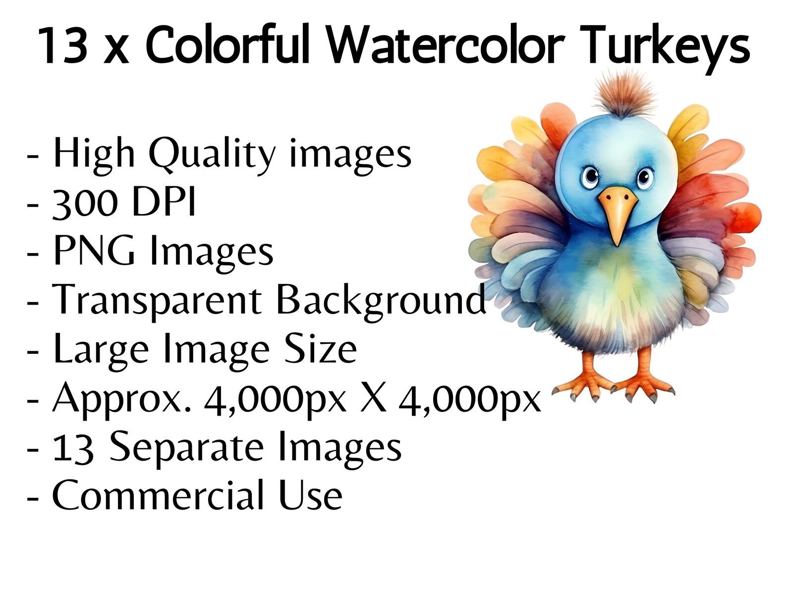Watercolor Turkey Clipart Thanksgiving Cute Cartoon Turkey Png Download ...