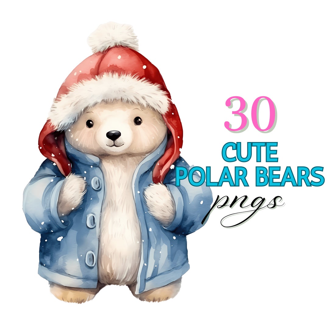 Cute Polar Bear Clipart Bundle Cute Christmas Clipart Polar Bear Png ...