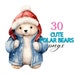 Cute Polar Bear Clipart Bundle Cute Christmas Clipart Polar Bear Png ...