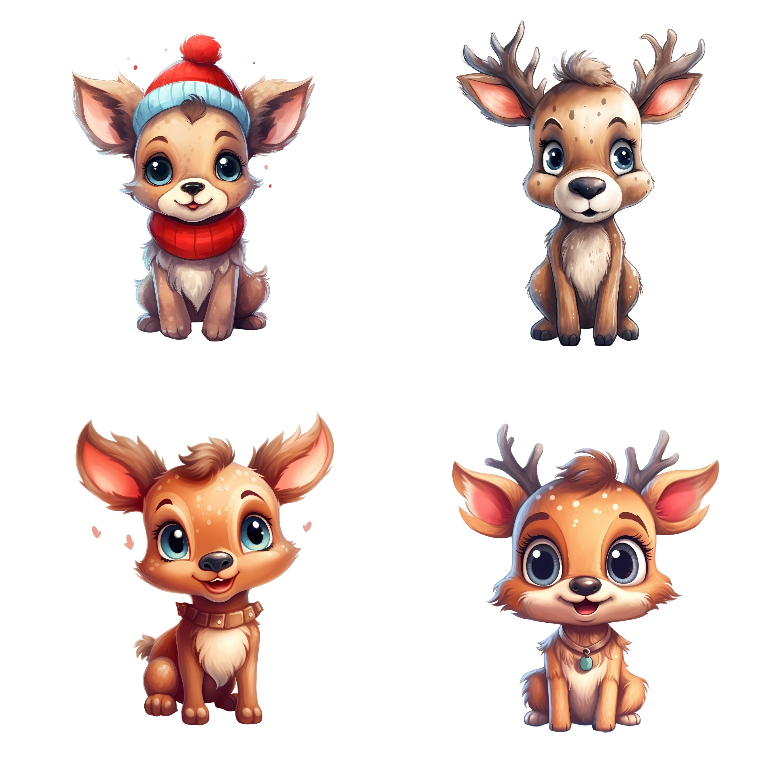 Christmas Reindeer Clipart Cute Christmas Reindeer PNG Digital Download ...