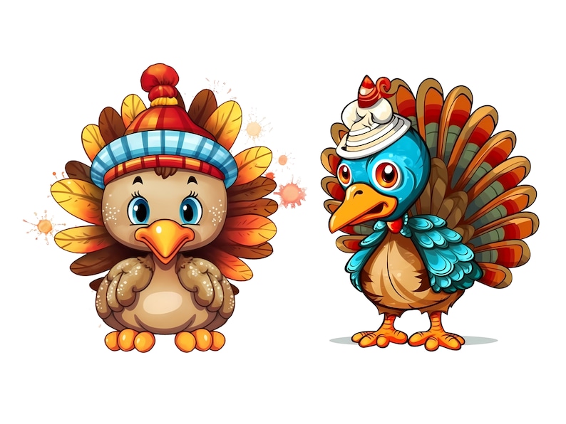 Cute Turkey Clipart Thanksgiving Cute Cartoon Turkey Png Digital ...