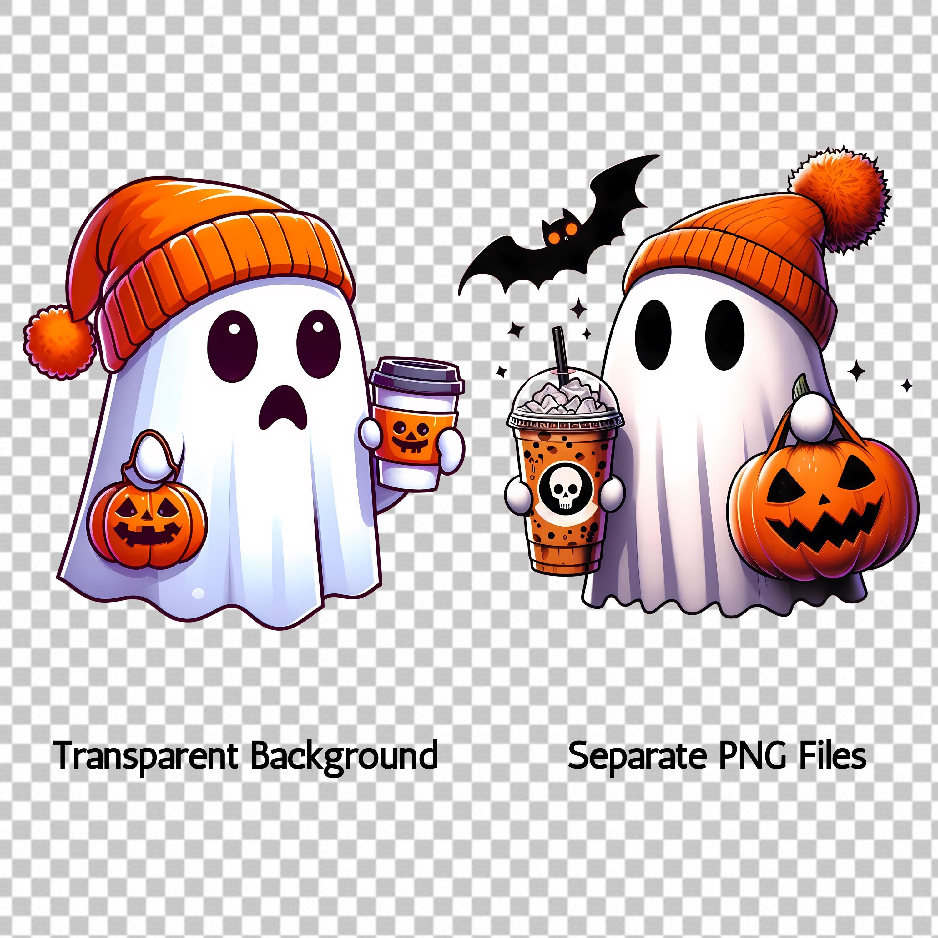 Cute Halloween Clipart, Cute Ghost Png, Halloween Png, Coffee Png ...