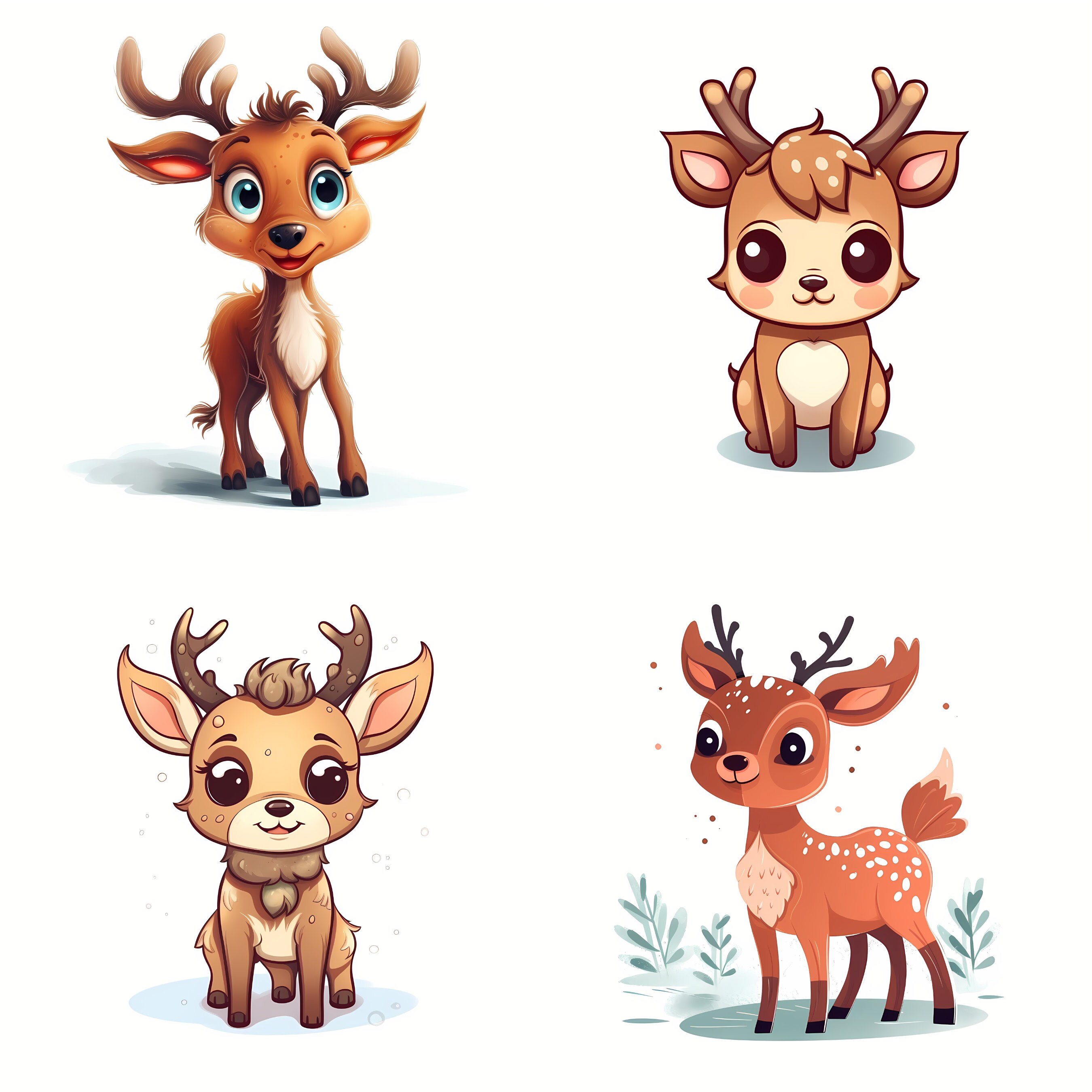 Christmas Reindeer X 20 Cute Baby Christmas Deer Clipart JPG, Instant ...