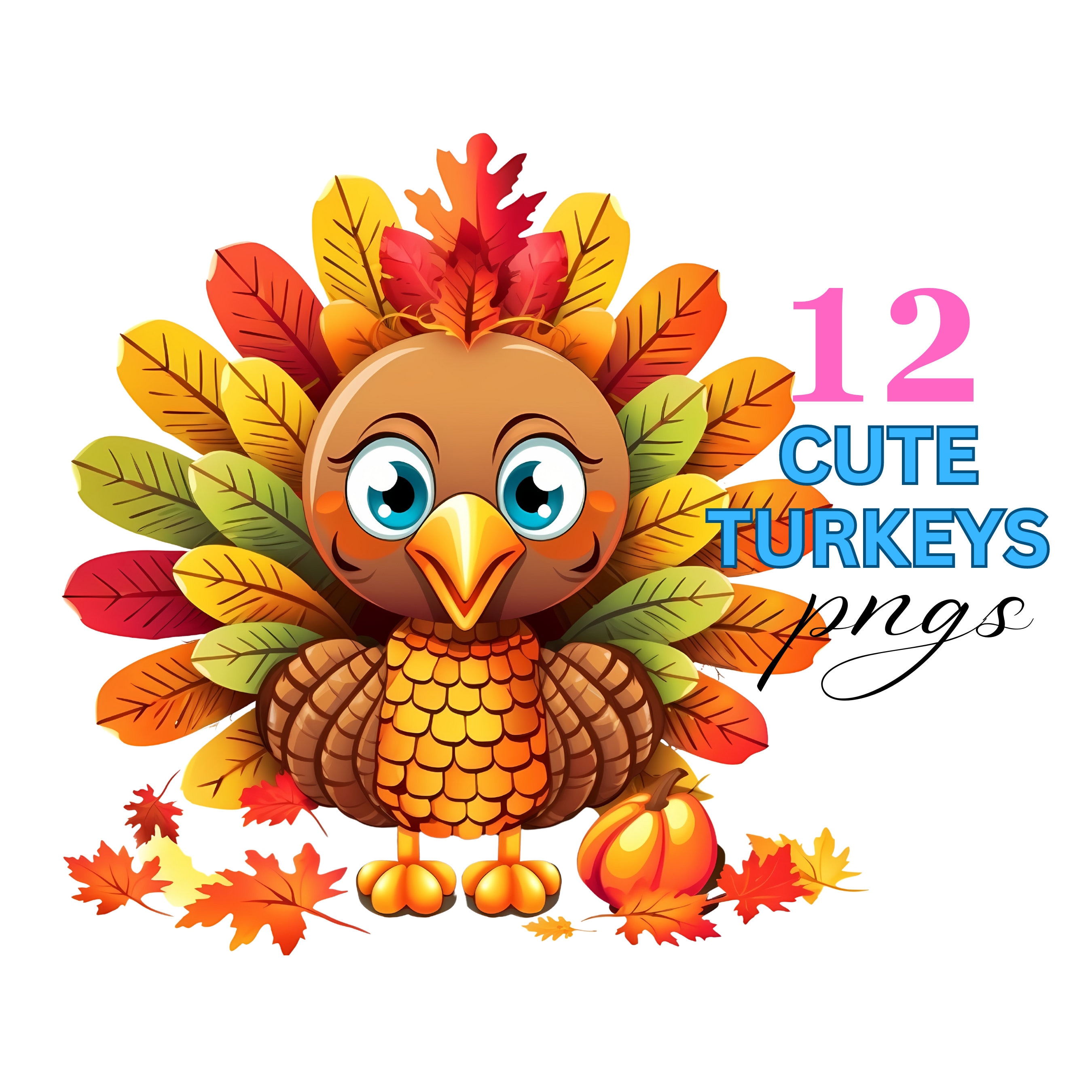 Cute Turkey Clipart Thanksgiving Cute Cartoon Turkey Png Digital ...