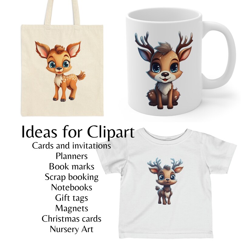 Christmas Reindeer Clipart Cute Christmas Reindeer PNG Digital Download ...